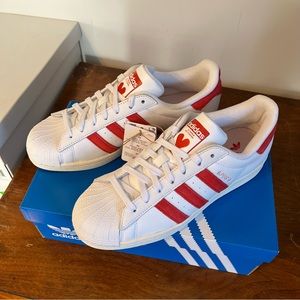 adidas | Shoes | Adidas Womens Superstar Red Heart Shoes | Poshmark